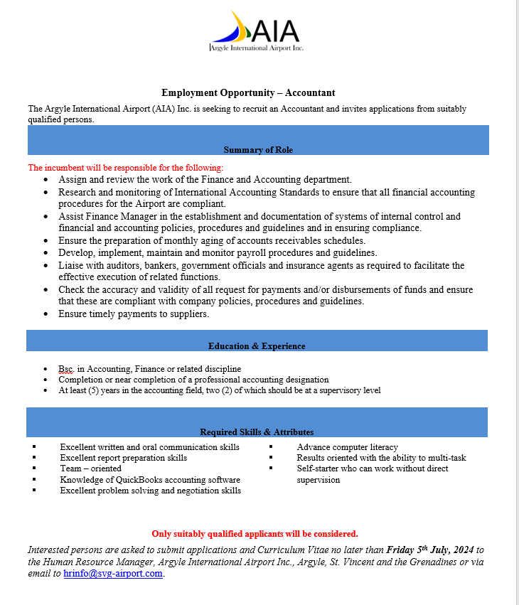 Job Listings – Argyle International Airport